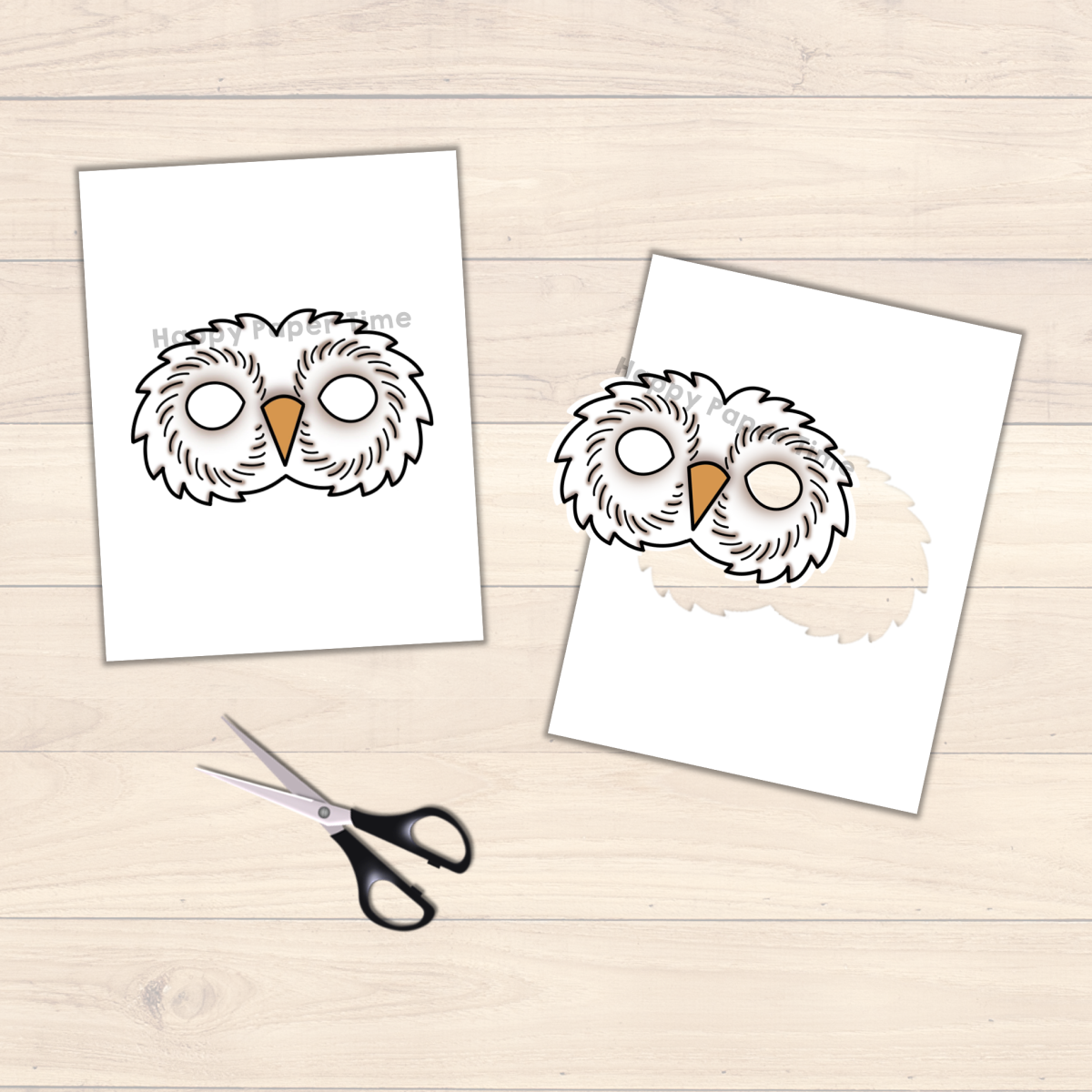 Snowy Owl Paper Mask Printable Polar Animal Craft Activity Costume ...