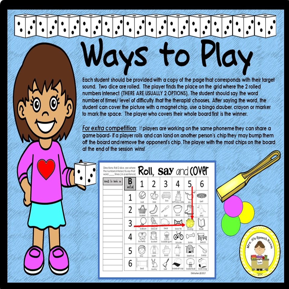Roll Say and Cover Articulation Game - Sample Set | Made By Teachers