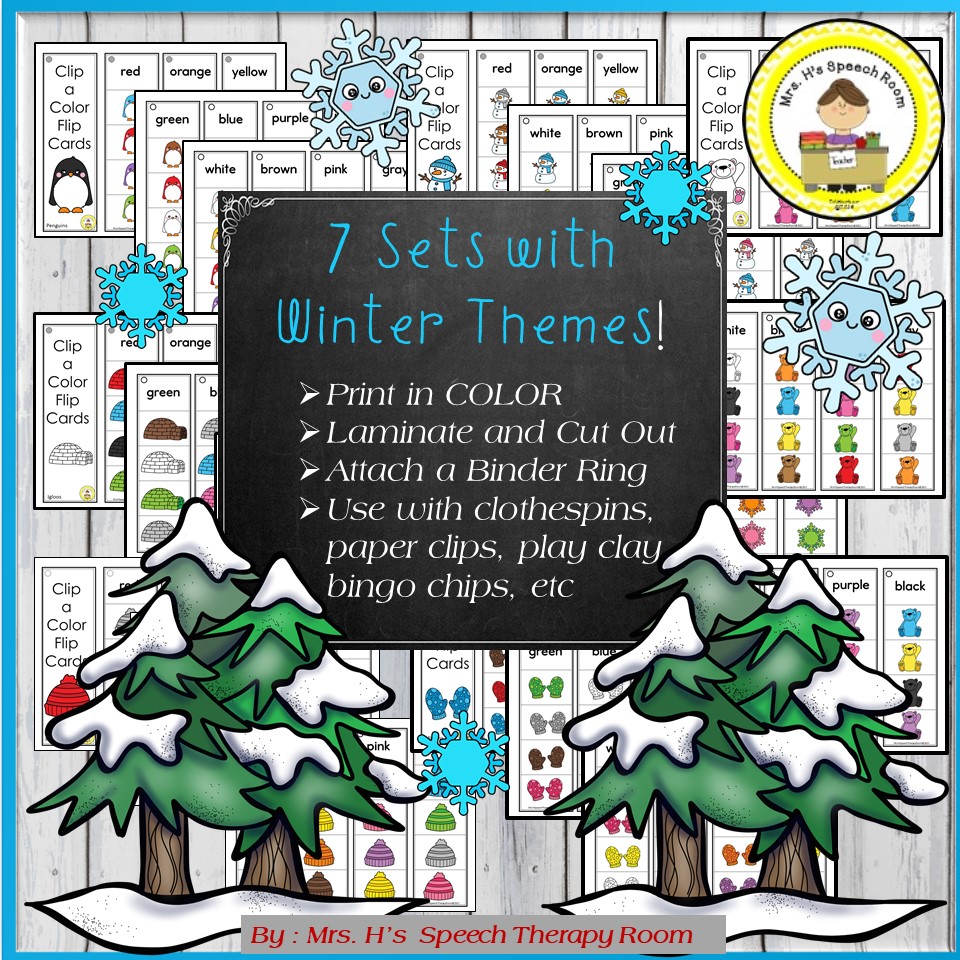 Color Word Clip Cards | Winter Clip Cards | Preschool Color Words ...