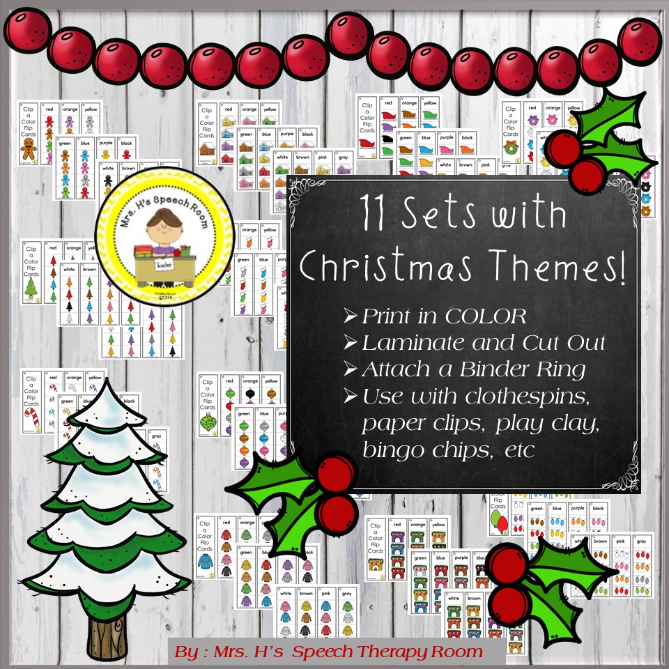 Color Word Clip Cards | Christmas Clip Cards | Preschool Color Words ...