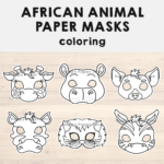 African Animal Paper Masks Printable Safari Coloring Craft Activity ...