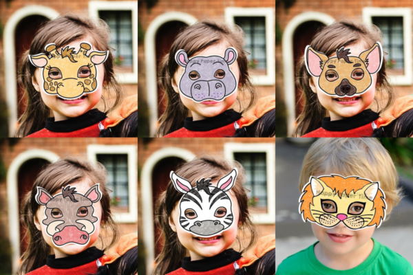 African Animal Paper Masks Printable Safari Coloring Craft Activity ...