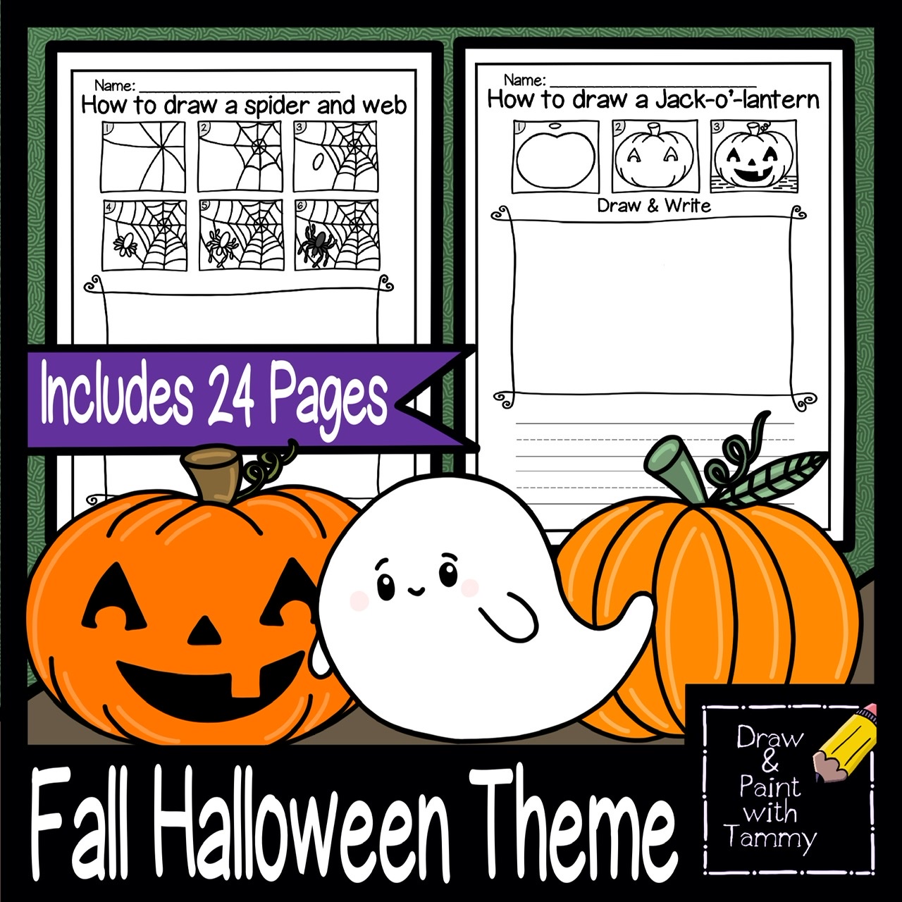 Fall Halloween directed drawings art activities how to draw and write ...