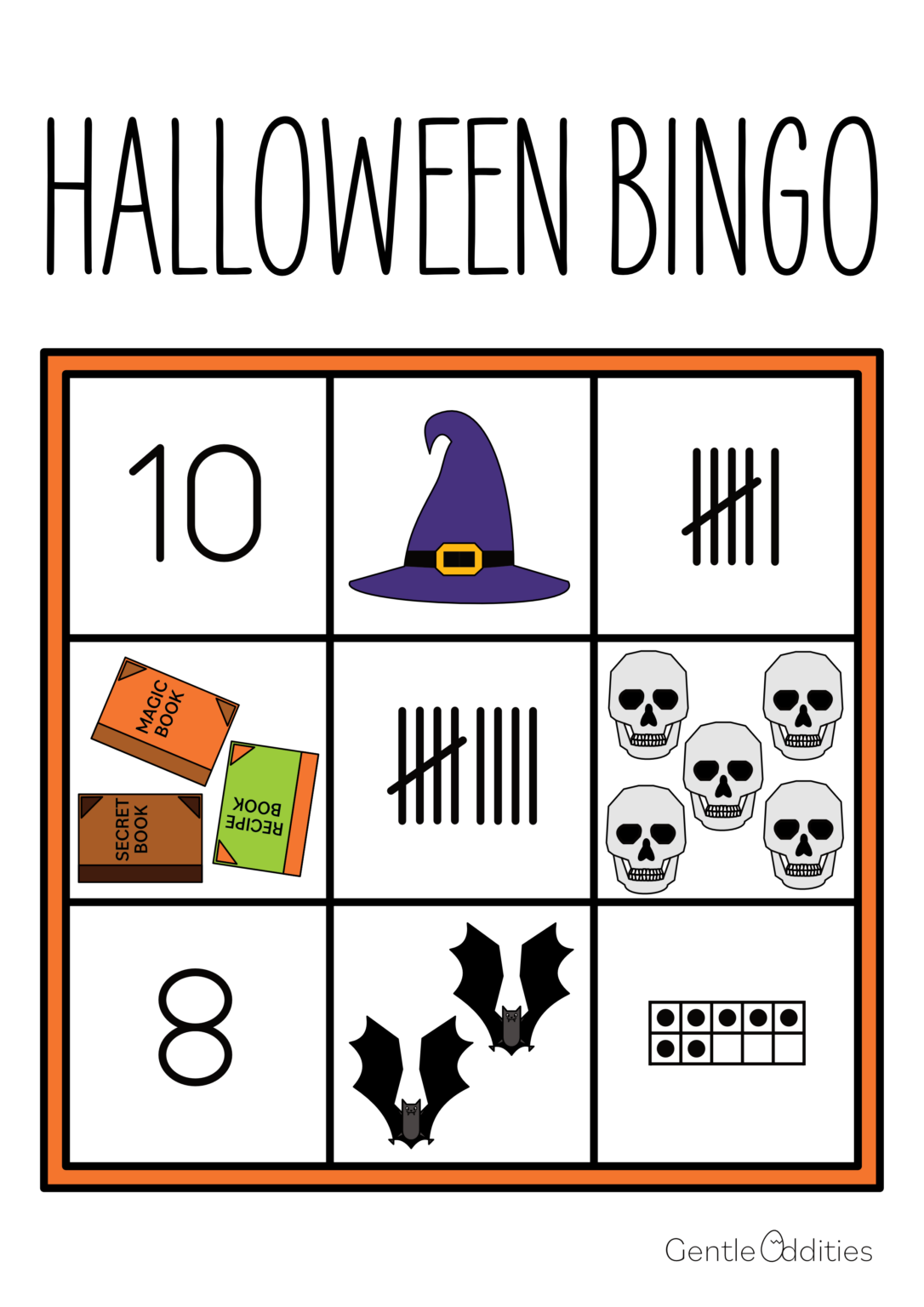 Halloween Game - Bingo Counting 1-10 - Numbers, Ten Frames and Tally ...