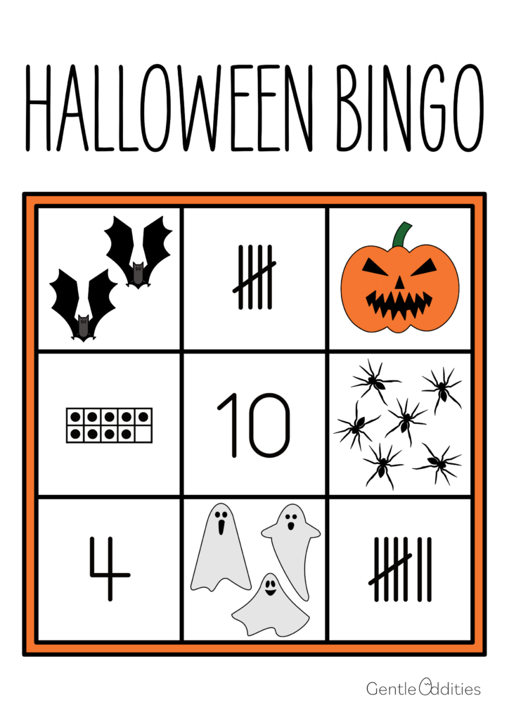 Halloween Game - Bingo Counting 1-10 - Numbers, Ten Frames and Tally ...