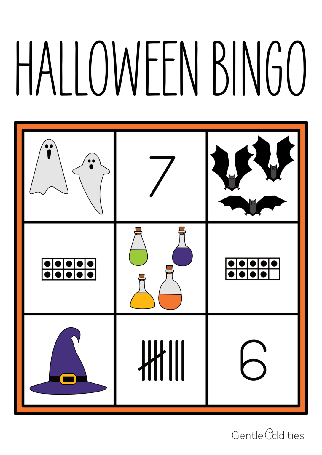 Halloween Game - Bingo Counting 1-10 - Numbers, Ten Frames and Tally ...