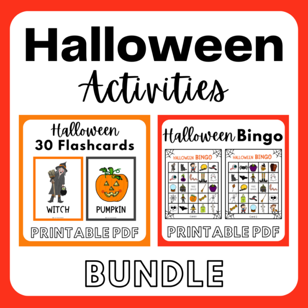 Halloween Flash Cards & BINGO Puzzle Activity BUNDLE - Made By Teachers