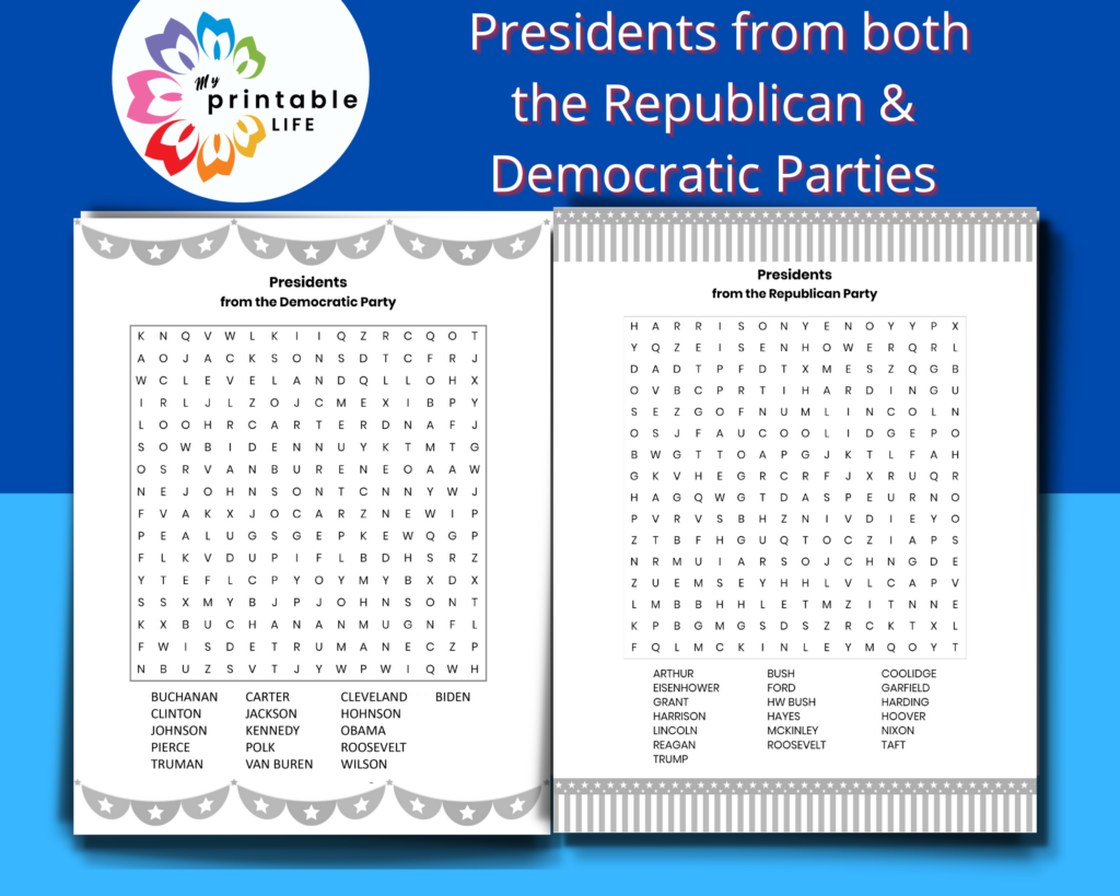 Presidents and Vice Presidents Word Search Printables | Made By Teachers