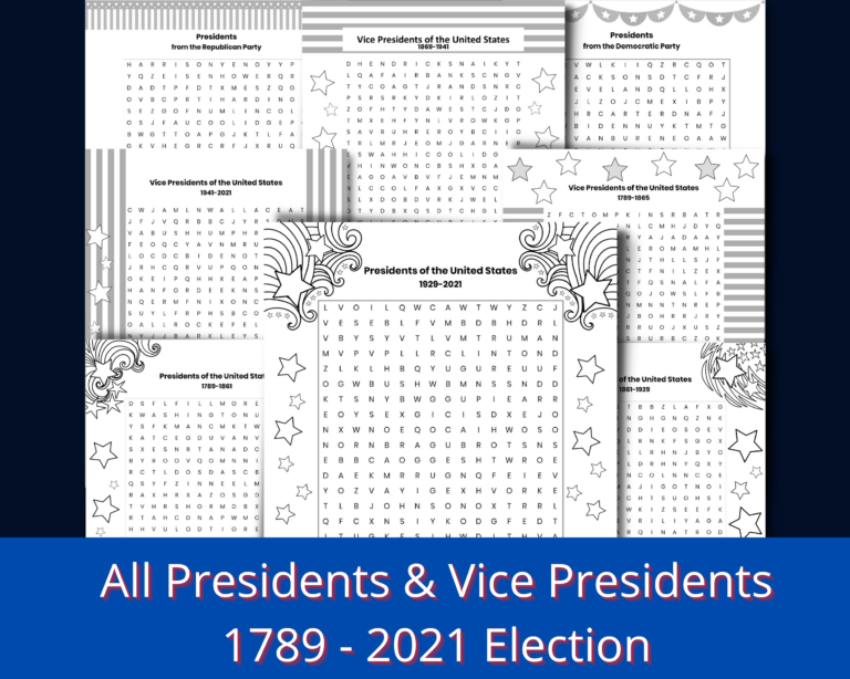 Presidents and Vice Presidents Word Search Printables | Made By Teachers