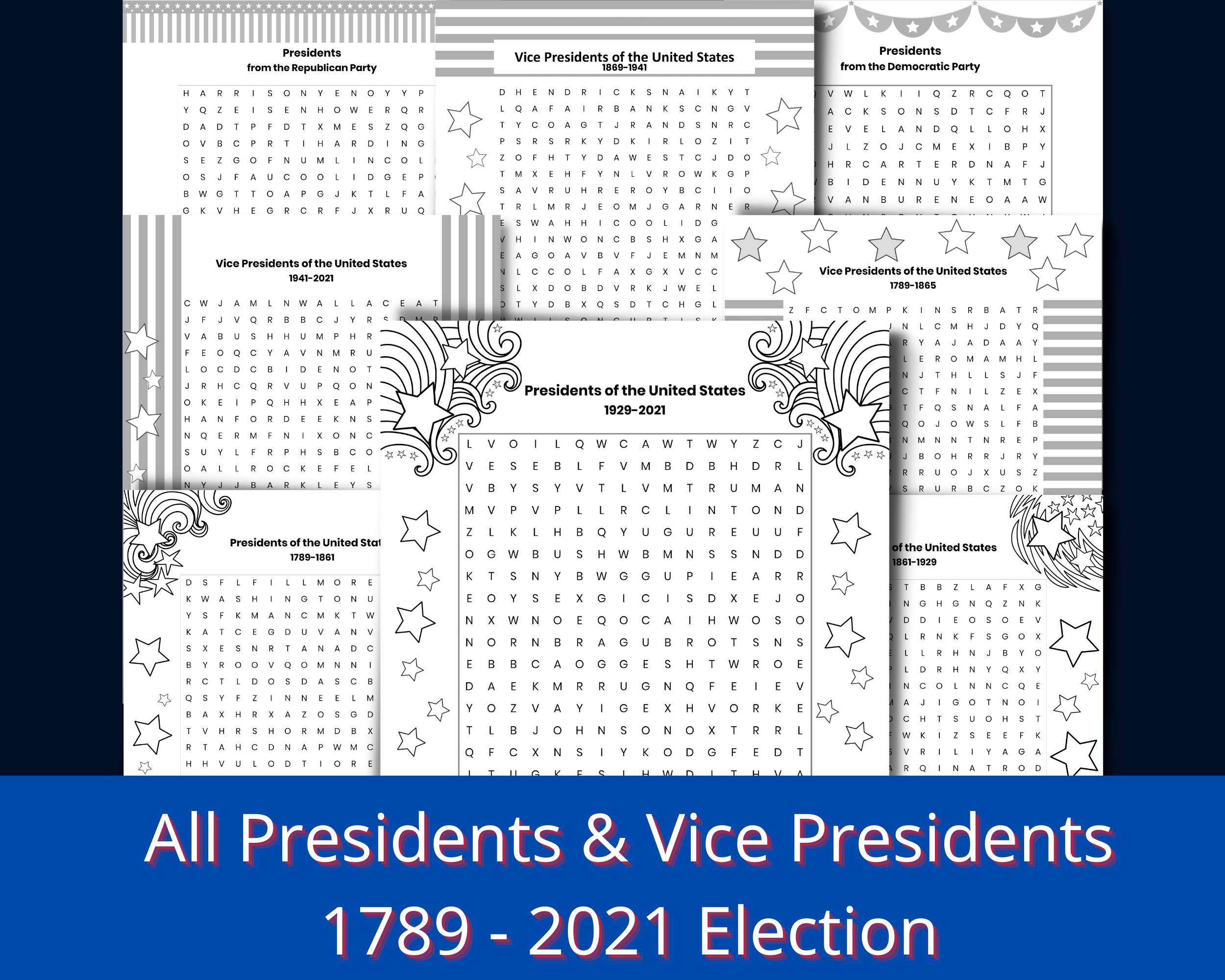 Presidents and Vice Presidents Word Search Printables | Made By Teachers