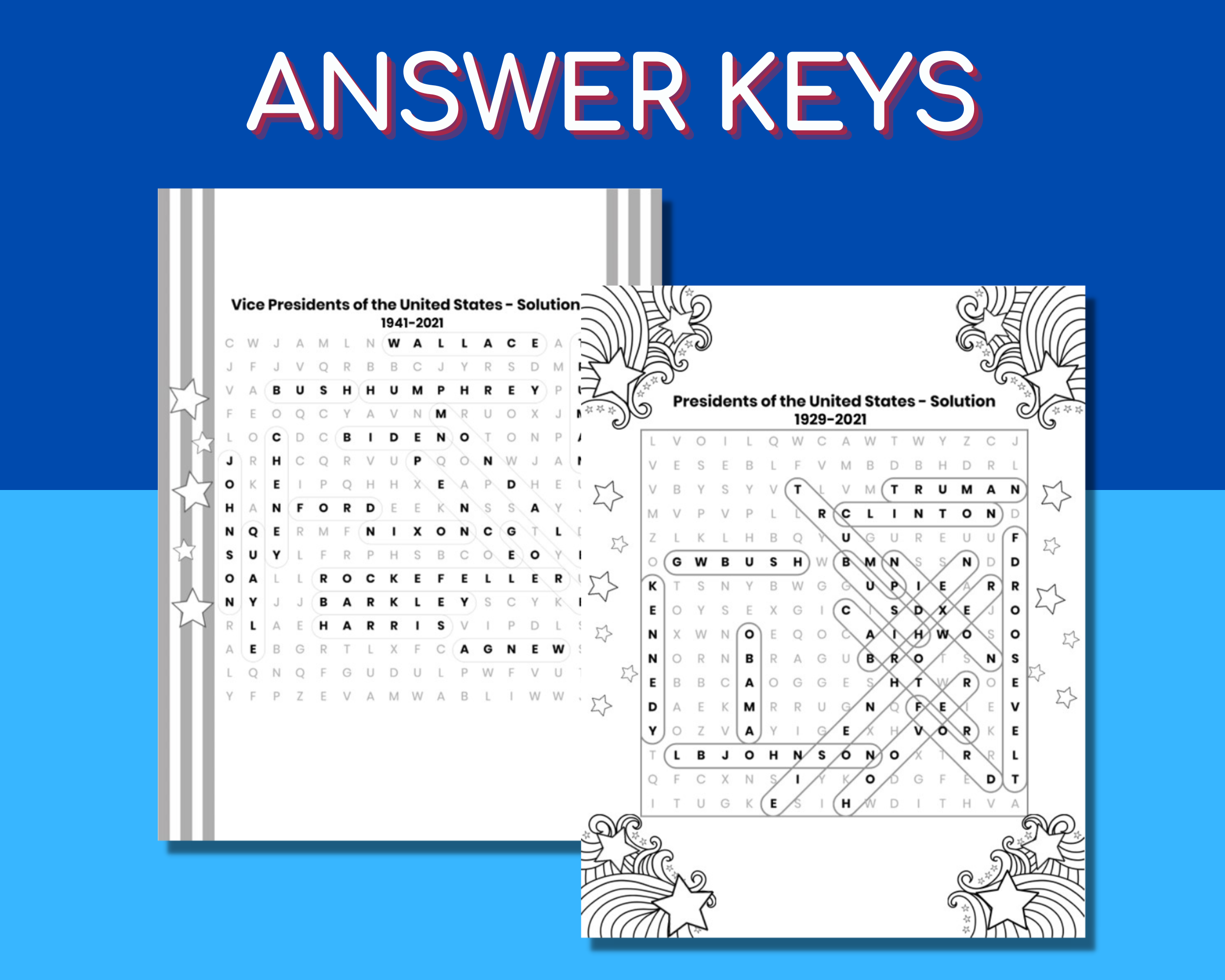 Presidents and Vice Presidents Word Search Printables | Made By Teachers