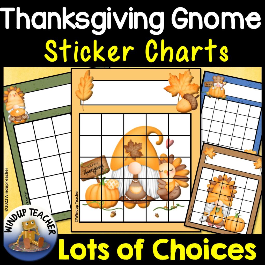 Thanksgiving Gnome Sticker Charts | Made By Teachers