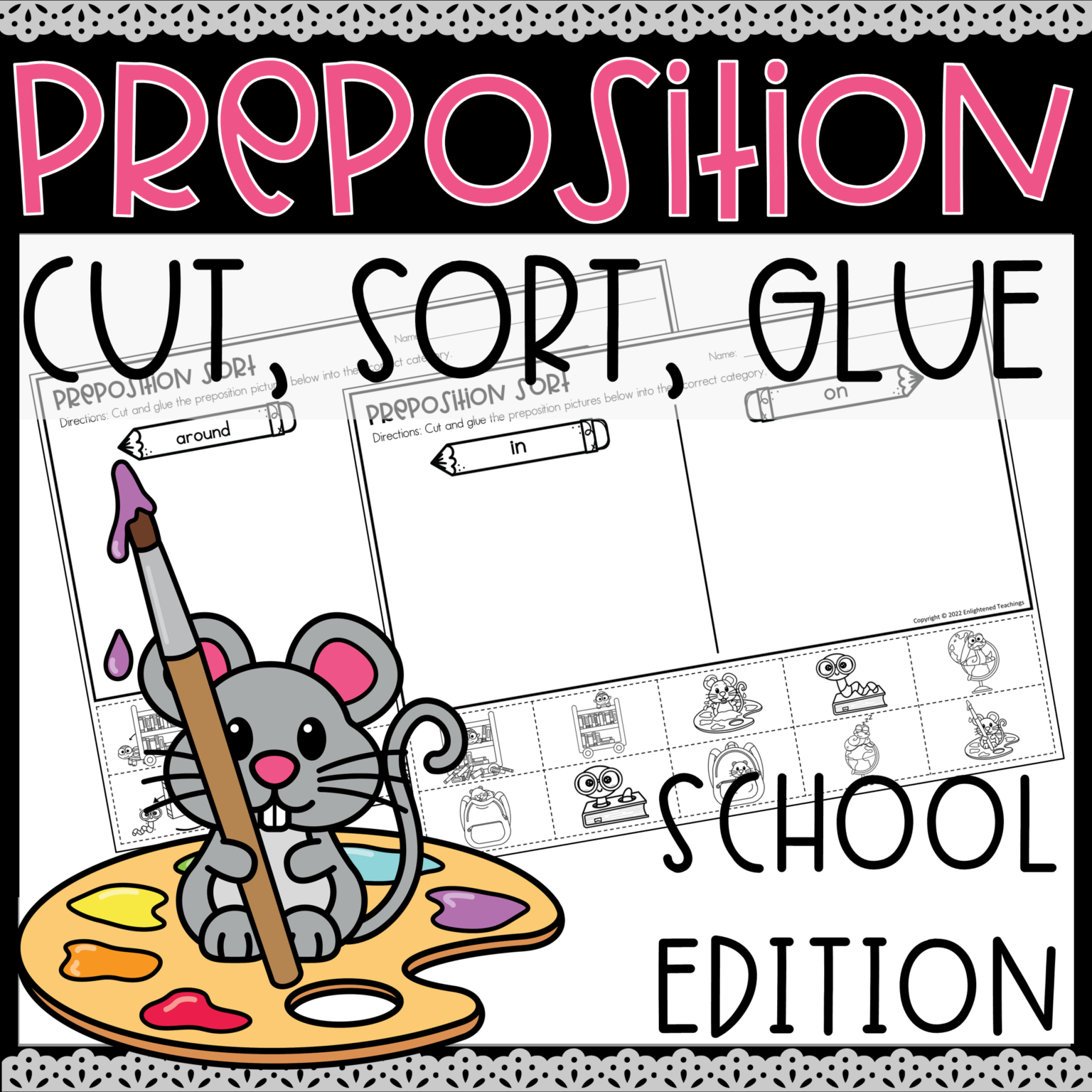 Preposition Sort Worksheets Cut Glue Paste Sorting Positional Words ...