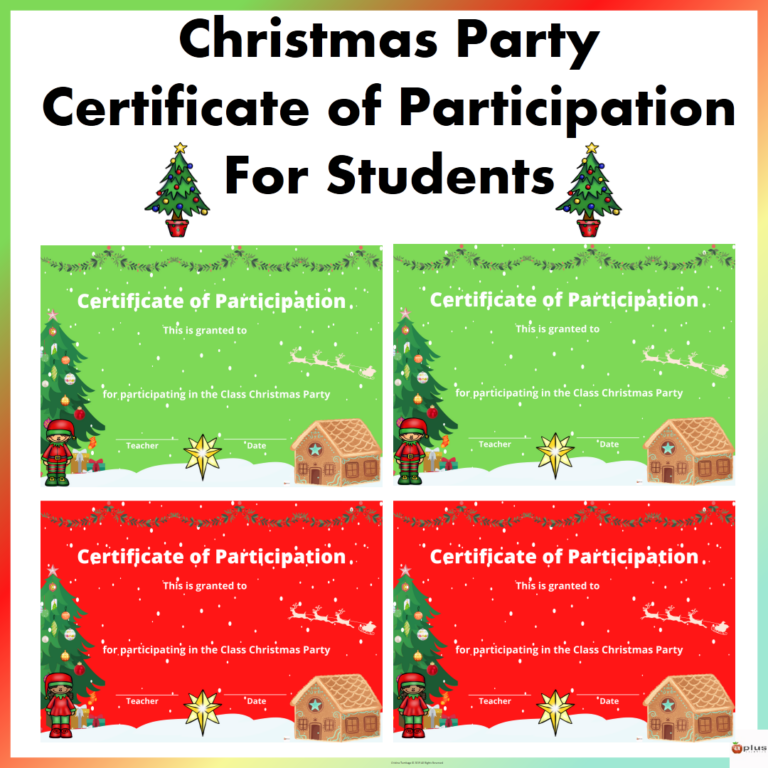 Christmas Party Certificate of Participation For Students - Made By ...