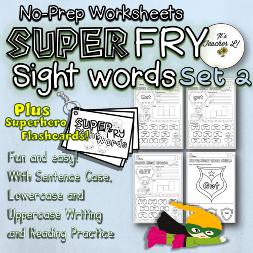 Pre-Kinder / Kinder FRY Sight Words No-Prep Worksheets and Flashcards ...