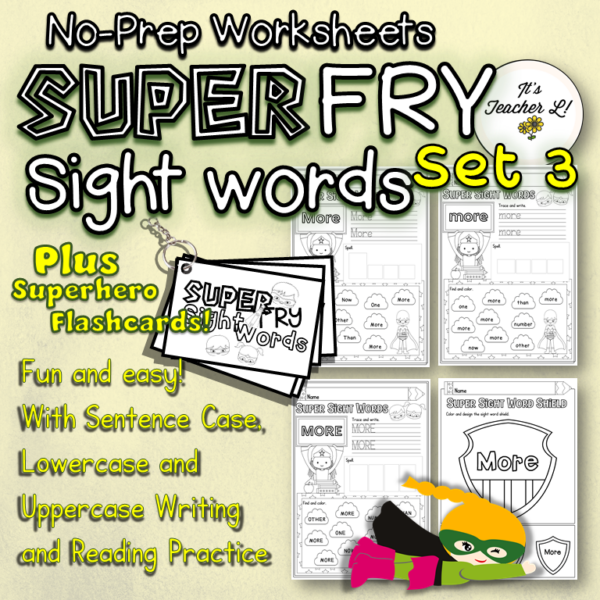 Pre-Kinder / Kinder FRY Sight Words No-Prep Worksheets and Flashcards ...
