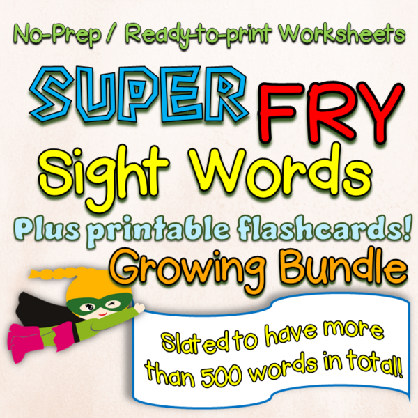 FRY Sight Words No-Prep Worksheets and Flashcards - GROWING BUNDLE ...