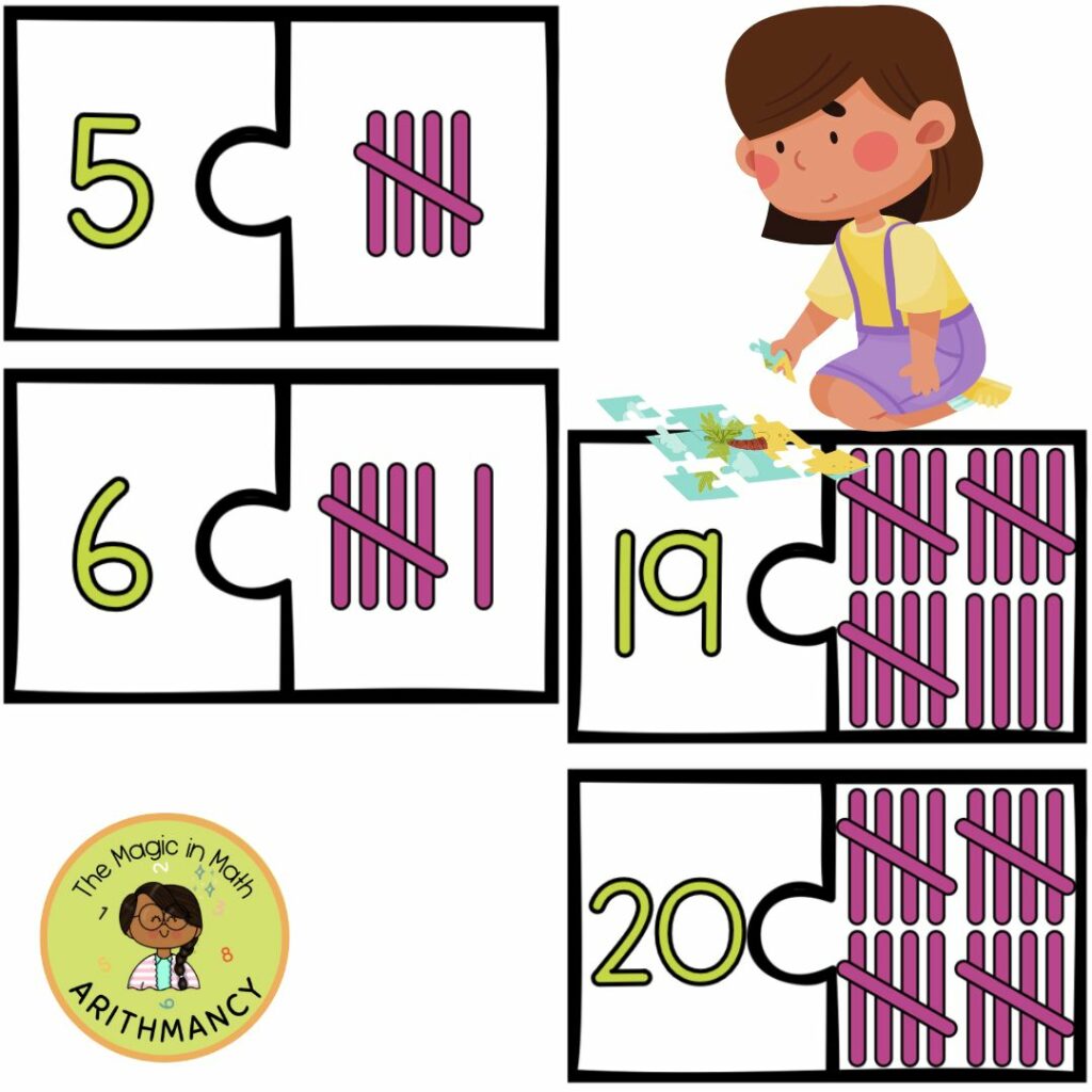 NUMBERS 1-20 PUZZLES NUMBER SENSE ACTIVITY TEN FRAMES, TALLY, PLACE ...