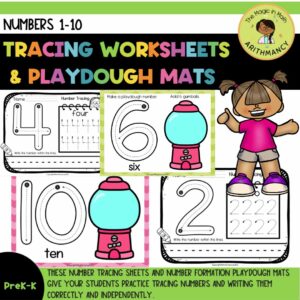NUMBERS 1-10 PRINTABLE TRACING WORKSHEETS NUMBER FORMATION PLAYDOUGH ...