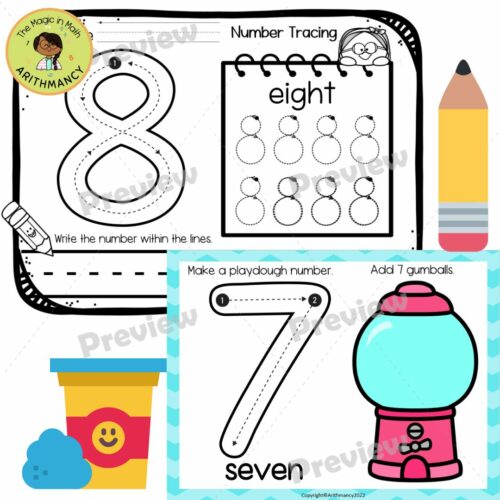 NUMBERS 1-10 PRINTABLE TRACING WORKSHEETS NUMBER FORMATION PLAYDOUGH ...