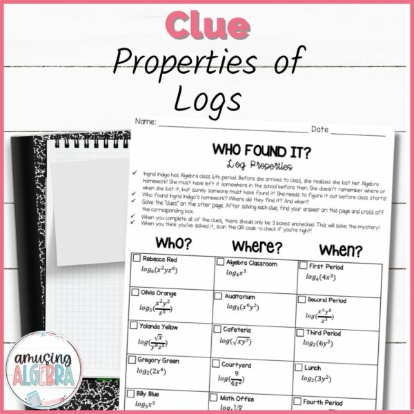 Properties of Logs Clue Mystery Activity - Made By Teachers