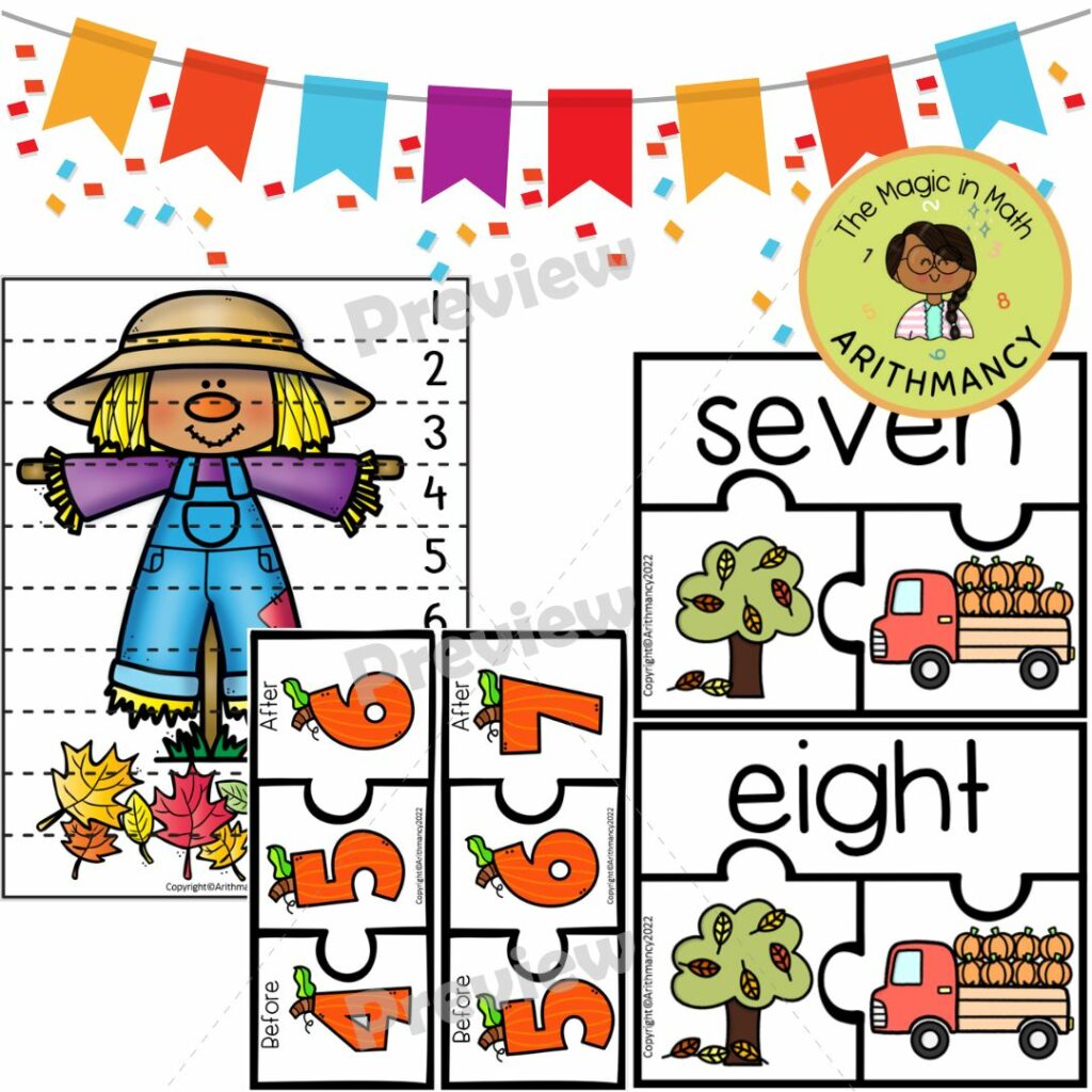 FALL-THEMED ENGAGING NUMBERS 1-10 WORKSHEETS KINDERGARTEN NUMBER SENSE ...
