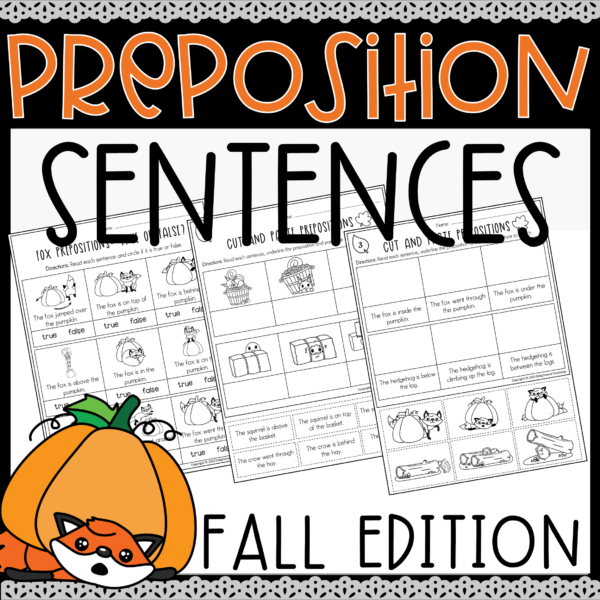 Fall Preposition Sentences Worksheets Cut Glue Paste Preposition ...