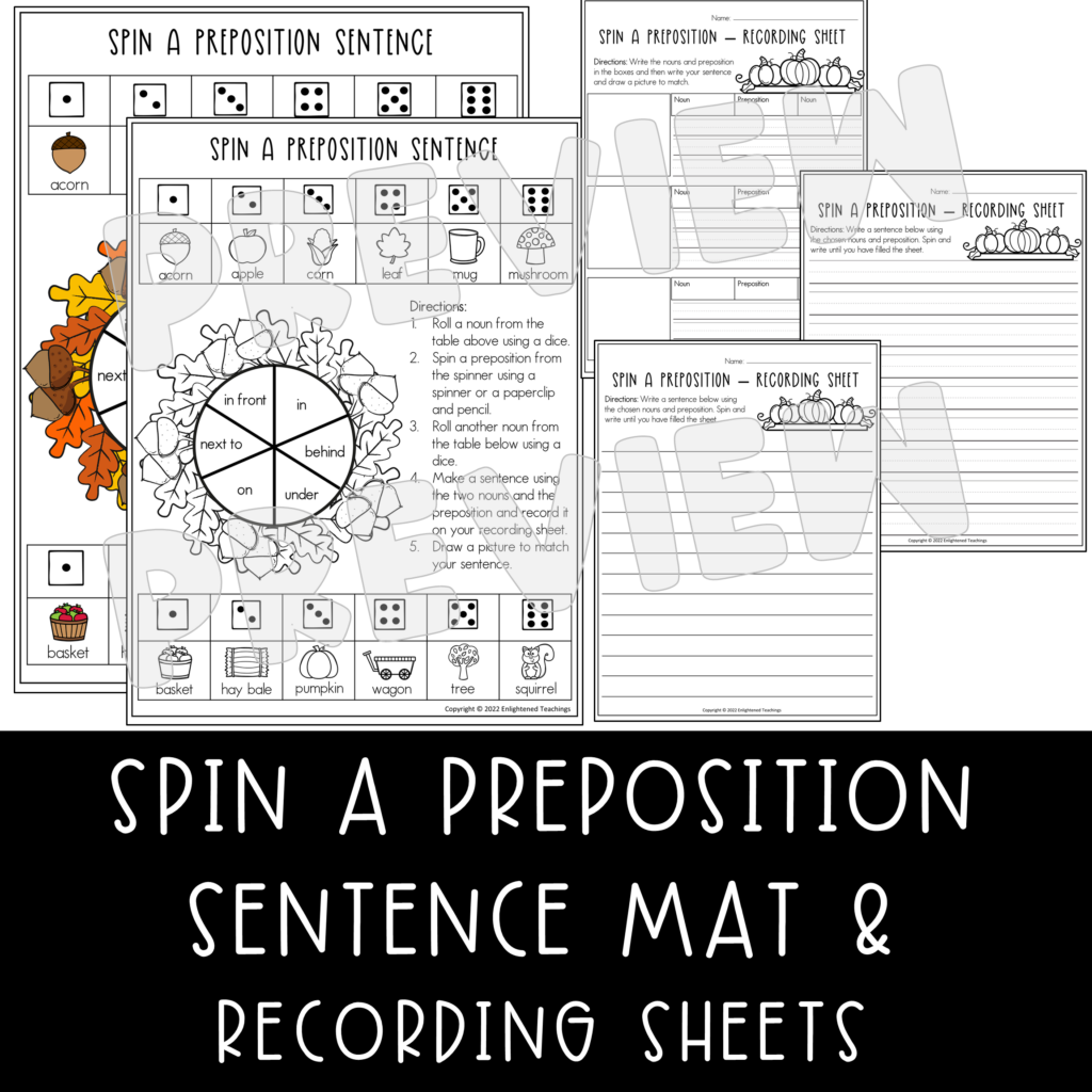 Fall Preposition Sentences Worksheets Cut Glue Paste Preposition ...