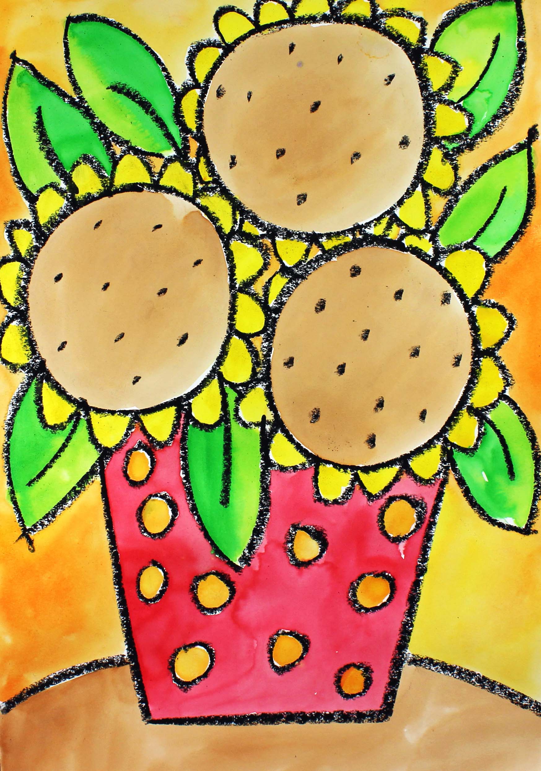 How to Draw and Paint BIG SUNFLOWERS Art Project VIDEO Lesson | Made By ...