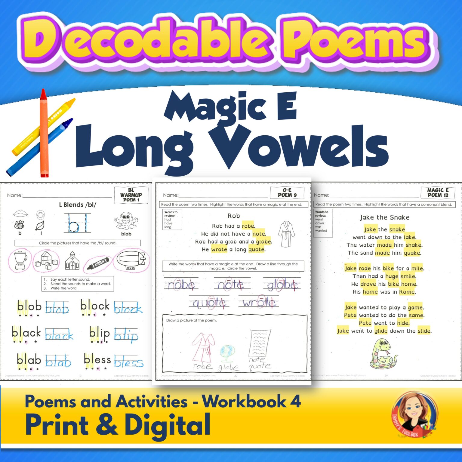 Magic E Decodable Readers Poems and Worksheets | Made By Teachers