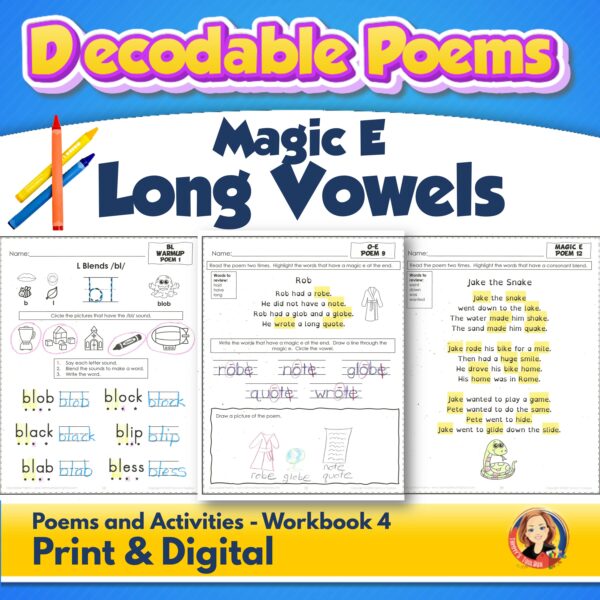 Magic E Decodable Readers Poems and Worksheets | Made By Teachers
