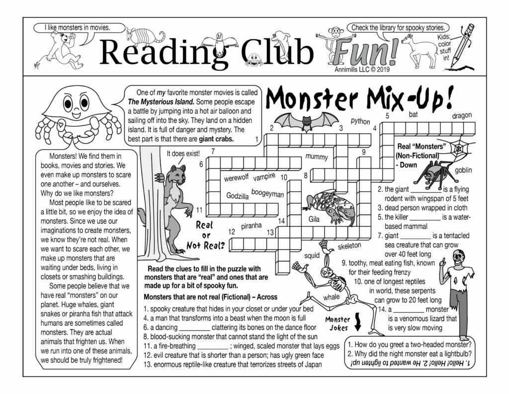 Monster Mix-Up Printable Puzzles – Fun Anytime! Crosswords, Word ...