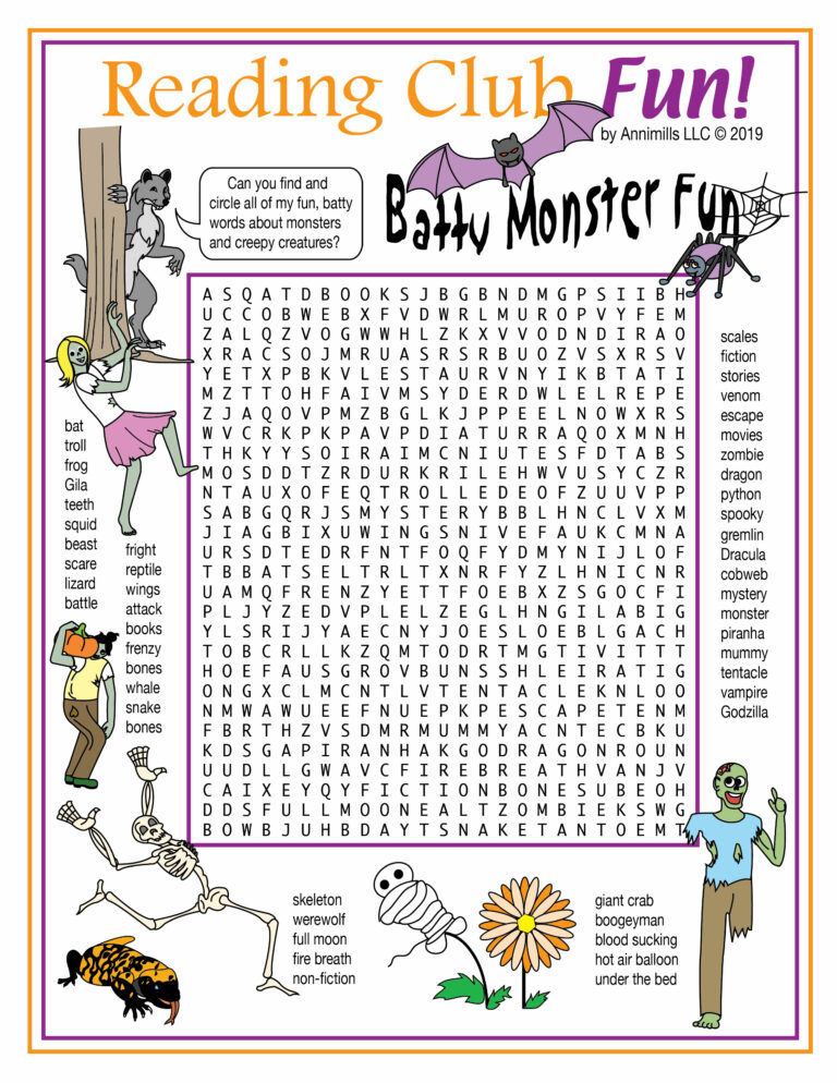 Monster Mix-Up Printable Puzzles – Fun Anytime! Crosswords, Word ...