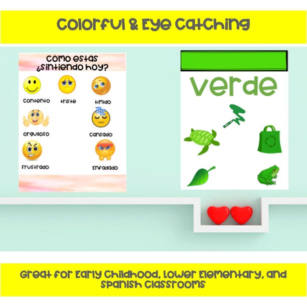 Spanish Colors, Shapes, & Feelings Posters I Watercolor Decor | Made By ...