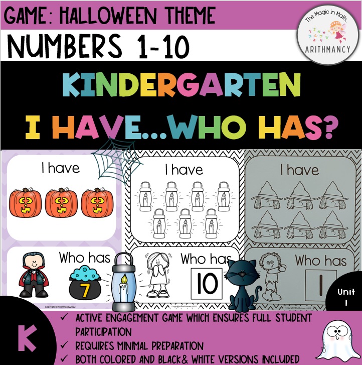I HAVE WHO HAS GAME FOR KINDERGARTEN MATH GAME COUNTING HALLOWEEN ...