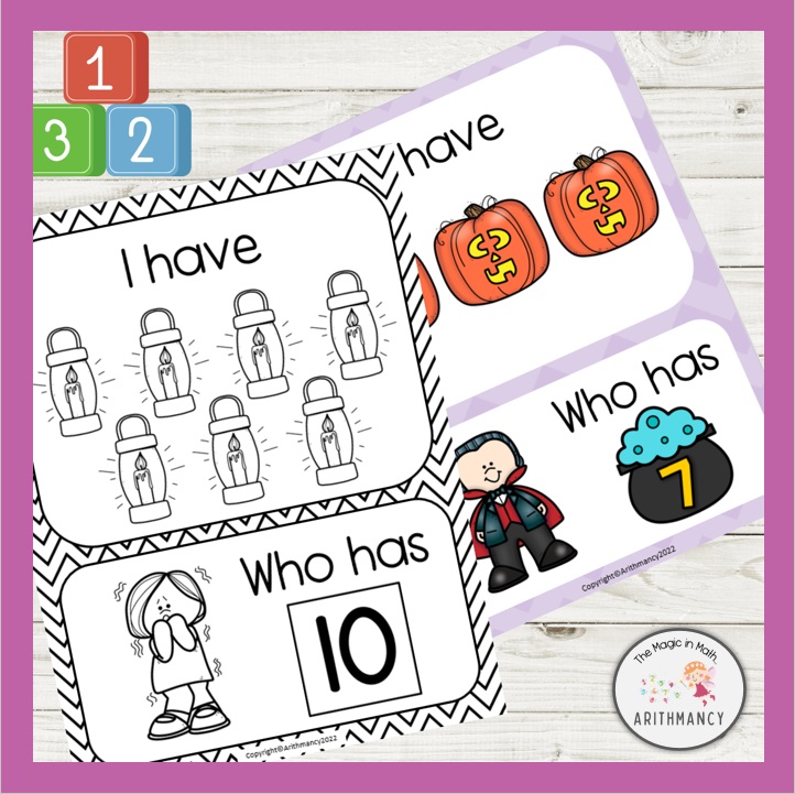 I HAVE WHO HAS GAME FOR KINDERGARTEN MATH GAME COUNTING HALLOWEEN ...