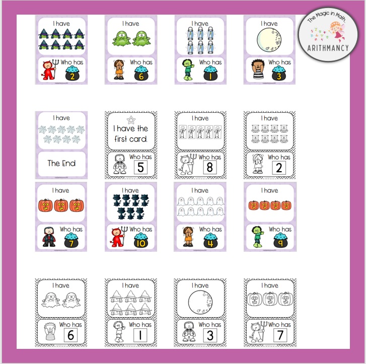 I HAVE WHO HAS GAME FOR KINDERGARTEN MATH GAME COUNTING HALLOWEEN ...