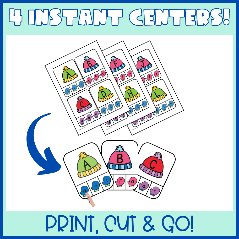 Alphabet Clip Cards Winter Fine Motor Skills Using Clothespins Made