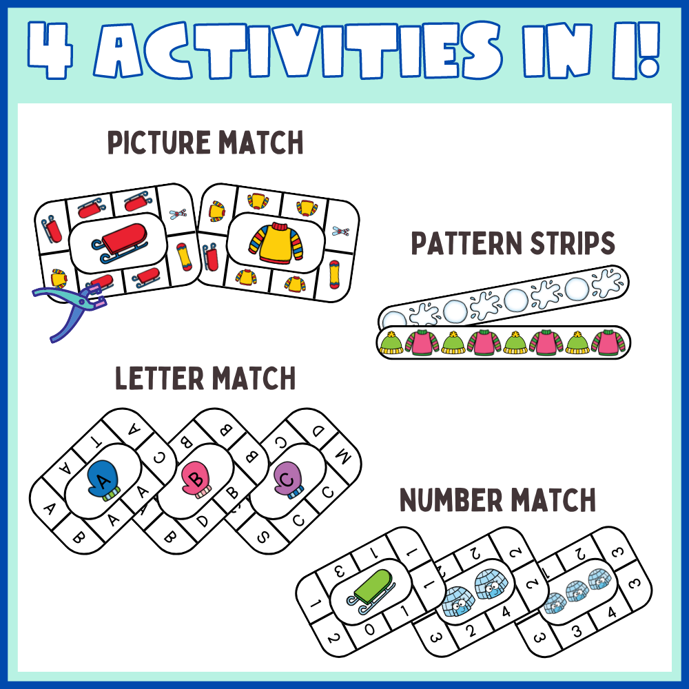 Winter Fine Motor Hole Punch Cards: Alphabet & Counting Practice | Made ...