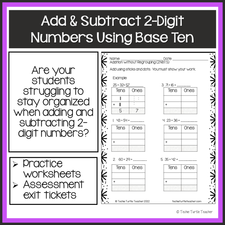 2-Digit Addition and Subtraction Using Base Ten Blocks | Made By Teachers