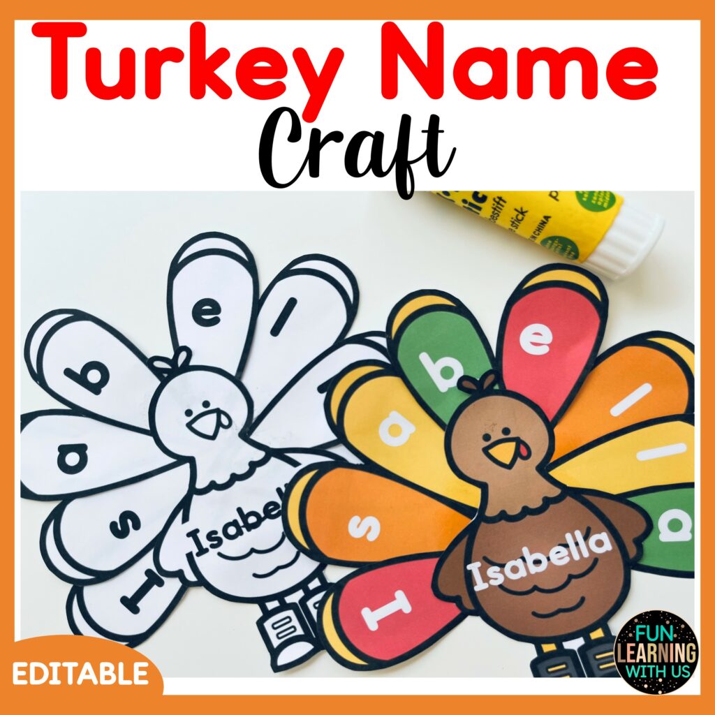Editable Turkey Name Crafts | Thanksgiving Name Craft Activity | Made ...