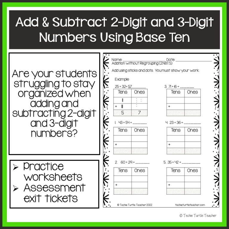 2-Digit & 3-Digit Addition & Subtraction Bundle Base Ten Blocks | Made ...