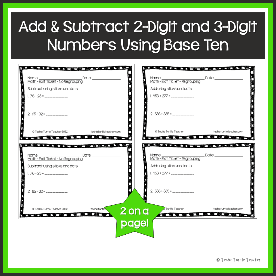 2-Digit & 3-Digit Addition & Subtraction Bundle Base Ten Blocks | Made ...