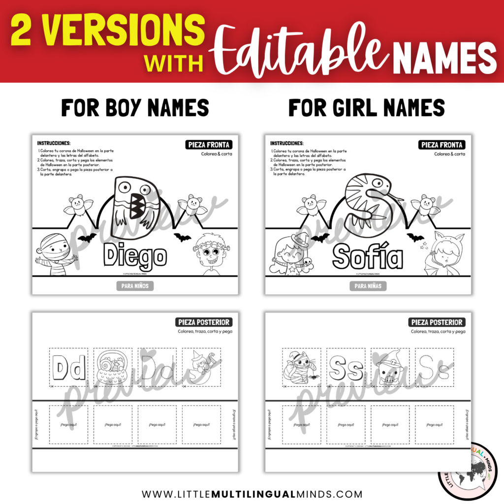 Halloween Spanish: Spanish Alphabet Practice Crowns - Coronas ...
