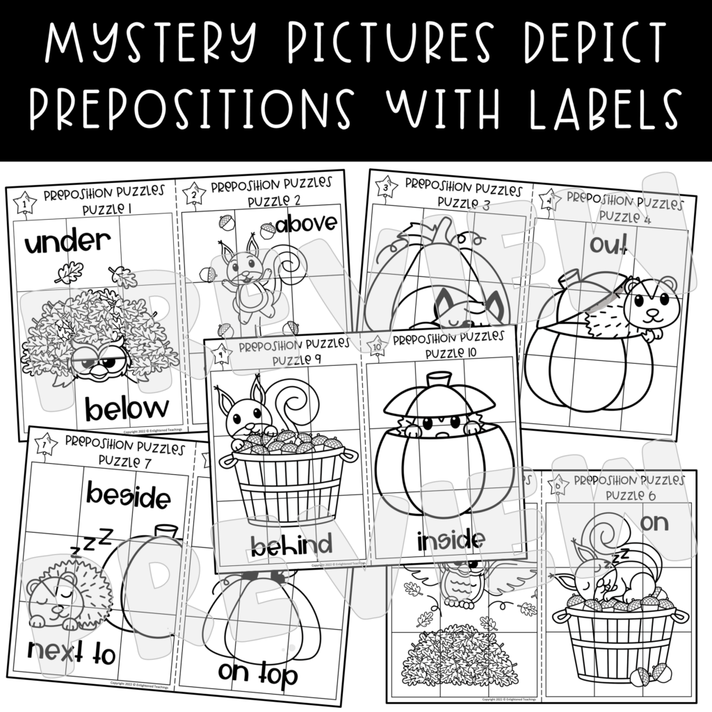 Fall Preposition Worksheets - Preposition Mystery Picture Puzzles ...