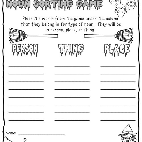 Noun Sorting Game and Record Sheet with Witches for Halloween | Made By ...