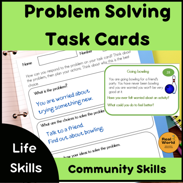 Community problem solving task cards for life skills | Made By Teachers