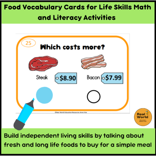 Comparing prices food task cards for place value - Made By Teachers