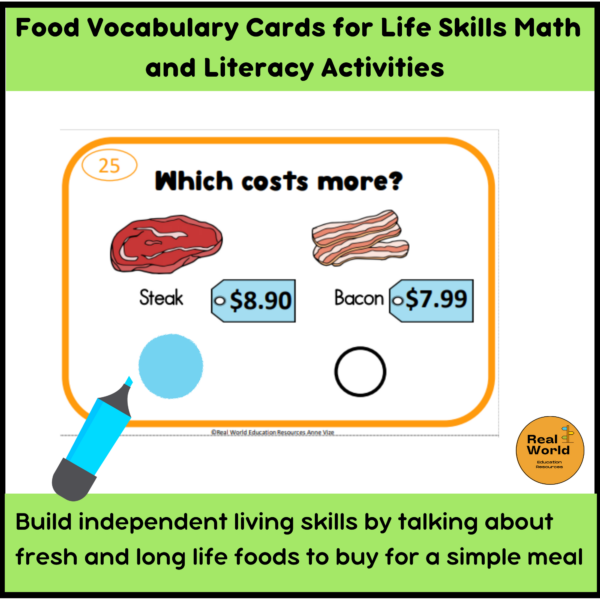 Comparing prices food task cards for place value | Made By Teachers