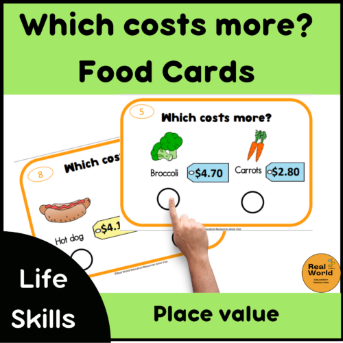 Comparing prices food task cards for place value | Made By Teachers